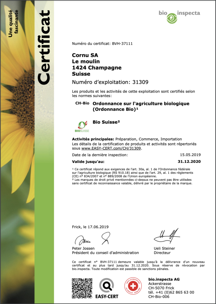 Cornu | Certifications