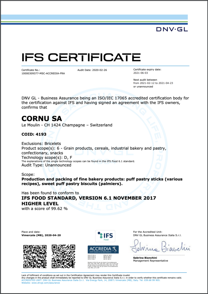 Cornu | Certifications